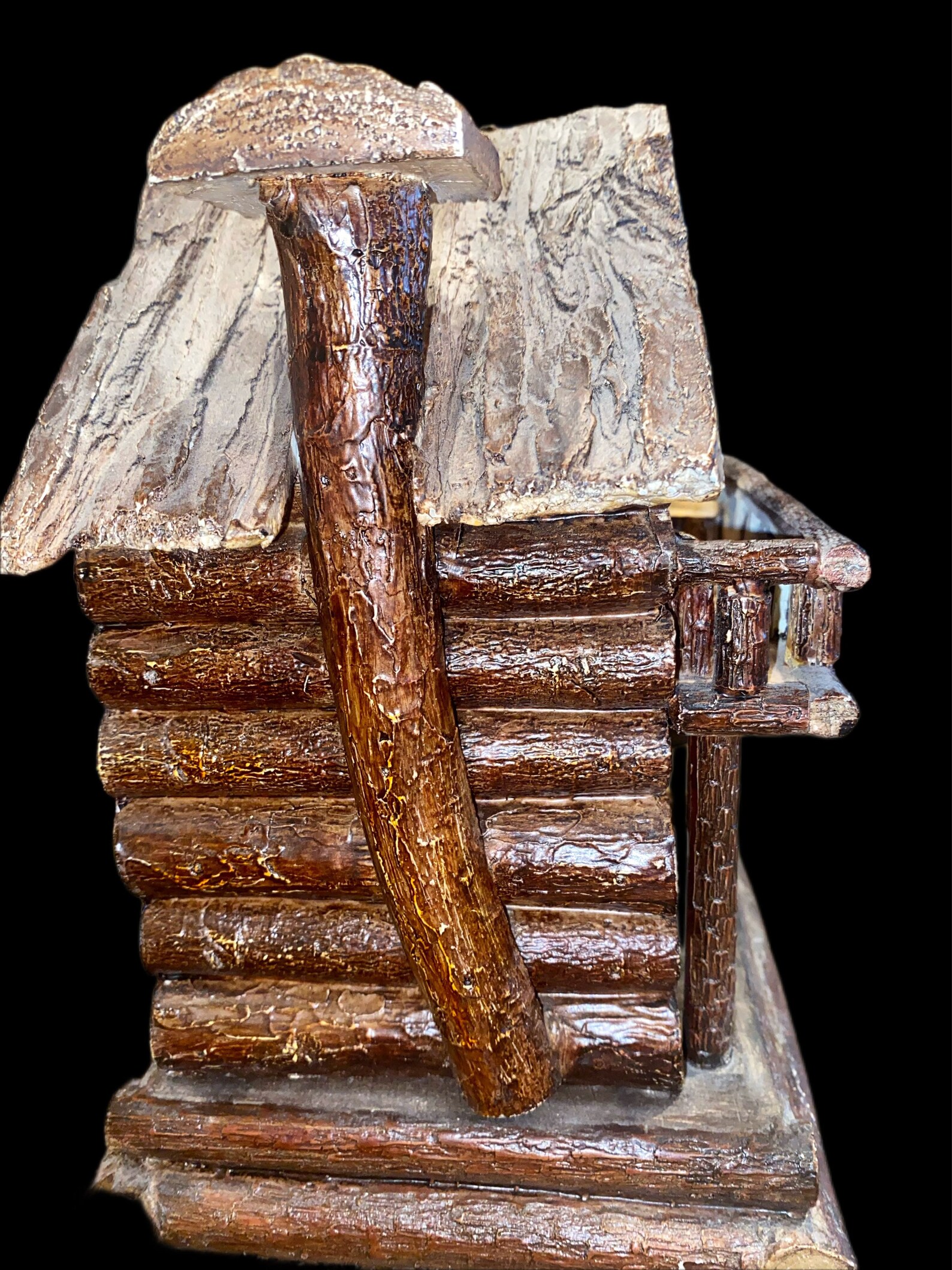 Resin Light-up Log Cabin Lamp With Tree-like Shade - Etsy