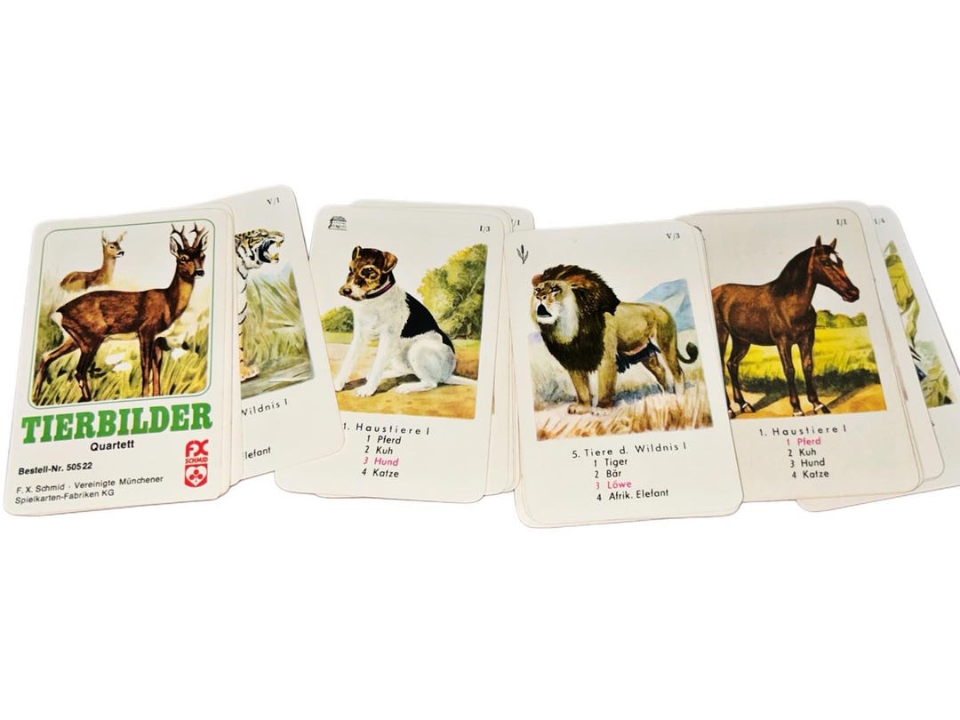 Schmidd Tierbilder Vintage Quartett Animal Picture Card Game German - Etsy