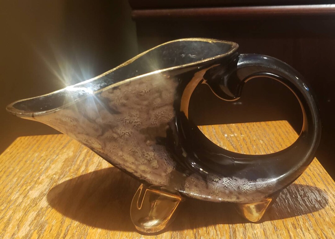 Black Horn of Plentyshafer Pottery1940s Vase23k Gold Trim - Etsy