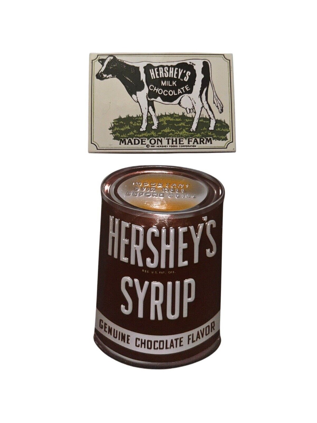 Vintage Hershey's Milk Chocolate Advertising Cow & Syrup Can ...