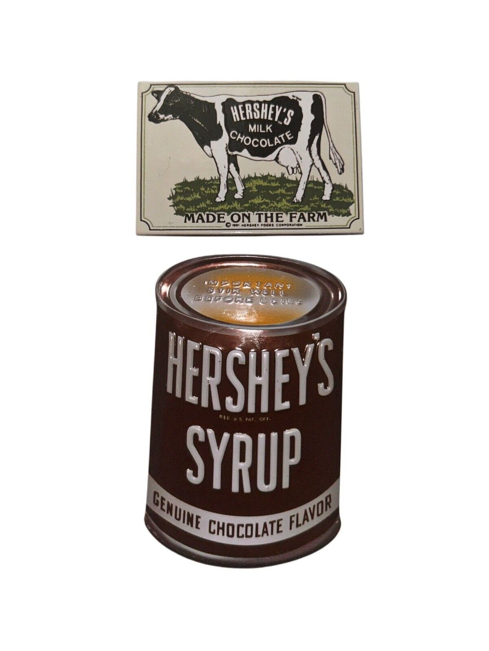 Vintage Hershey's Milk Chocolate Advertising Cow & Syrup Can ...