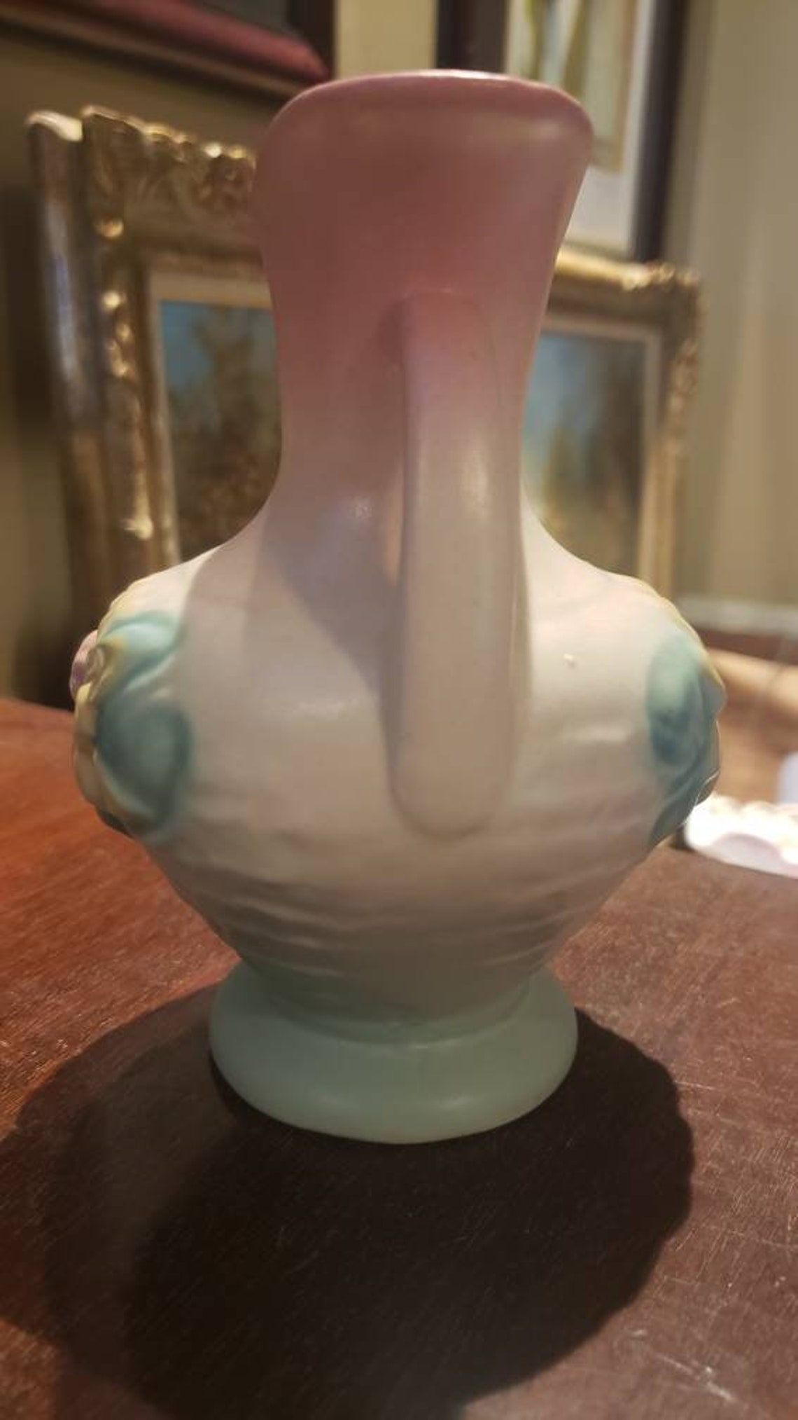 1940s Double-handled Hull Vaseusa Hull Art Potterymagnolia Pink Floral ...