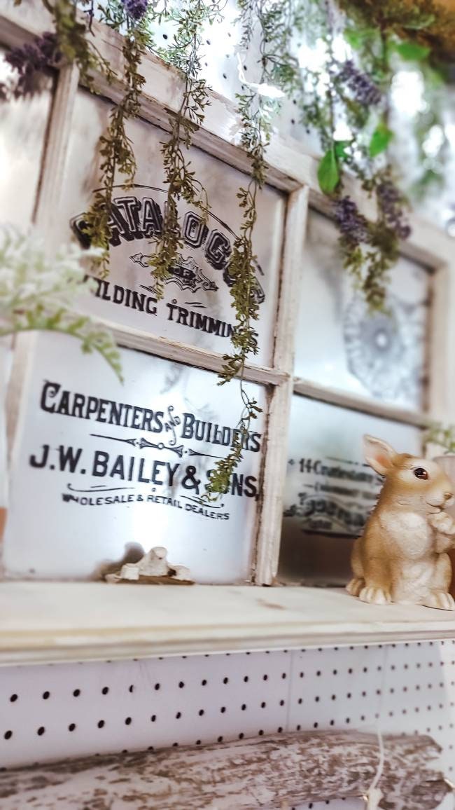 Repurposed Window Shelfvintage Window Shelfwindow Shelfwindow Shelf ...