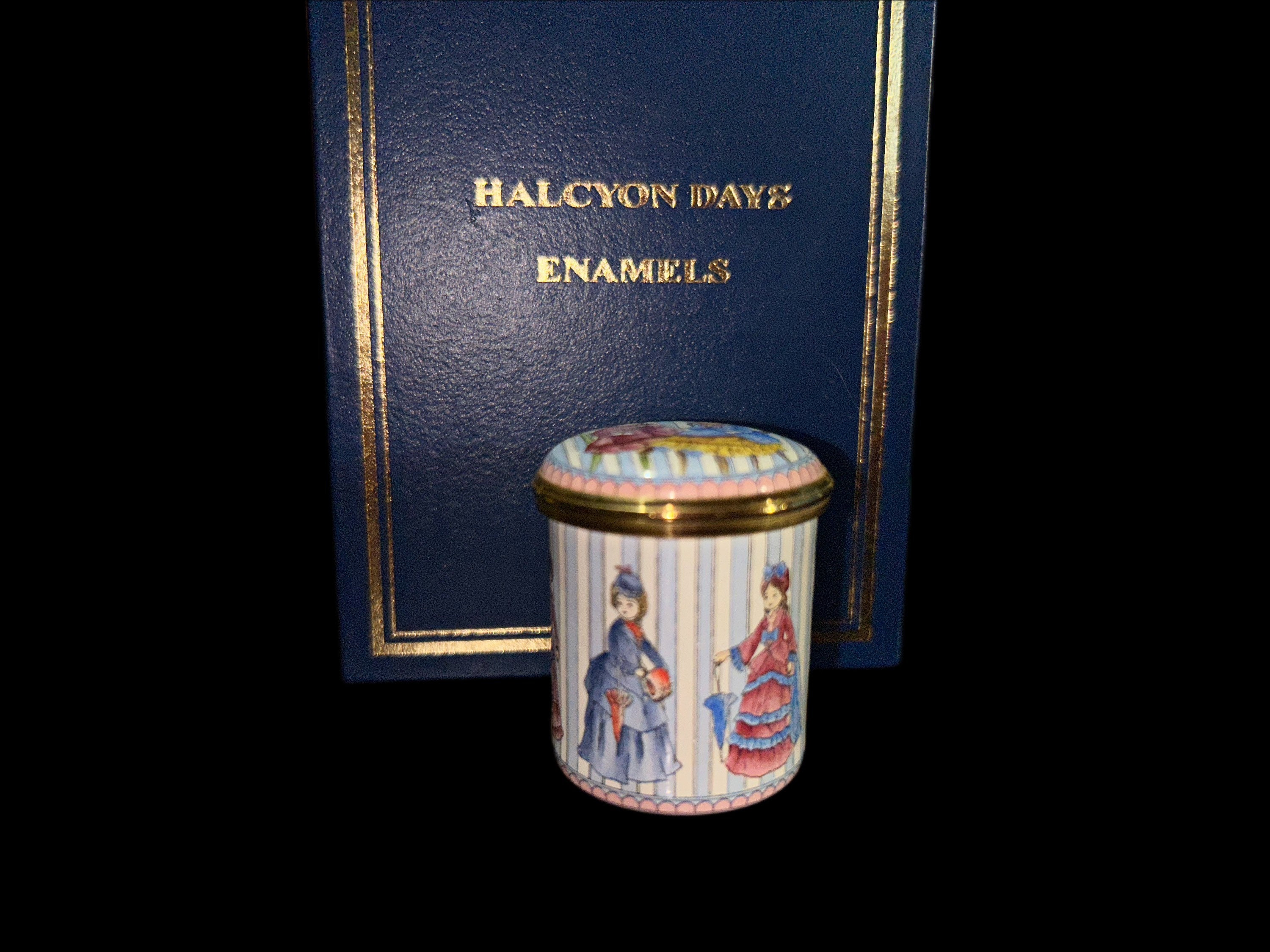 Vintage Halcyon Days Victorian Dolls Enamel Canister Pill Box - Etsy