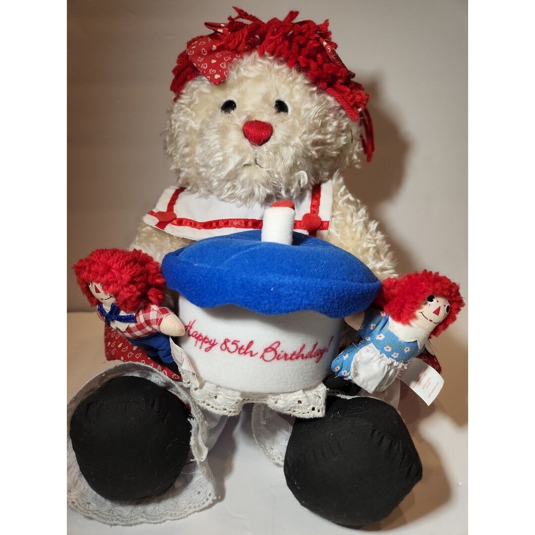 1999 Dakin Raggedy Bear Happy 85th Birthday Cake W/raggedy Ann & Andy ...