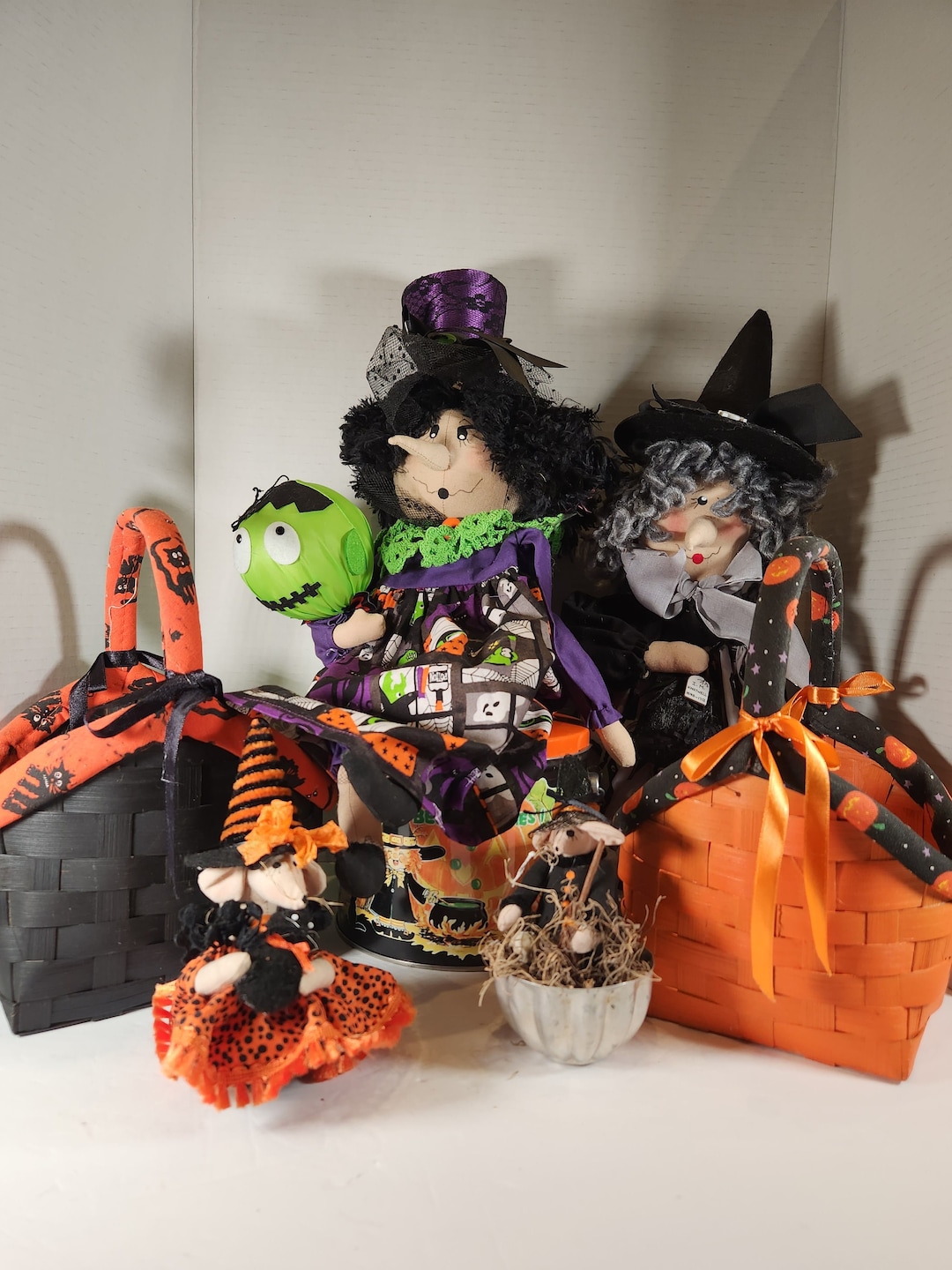 Handmade and Handcrafted Halloween Witch Halloween Decoration Tins ...