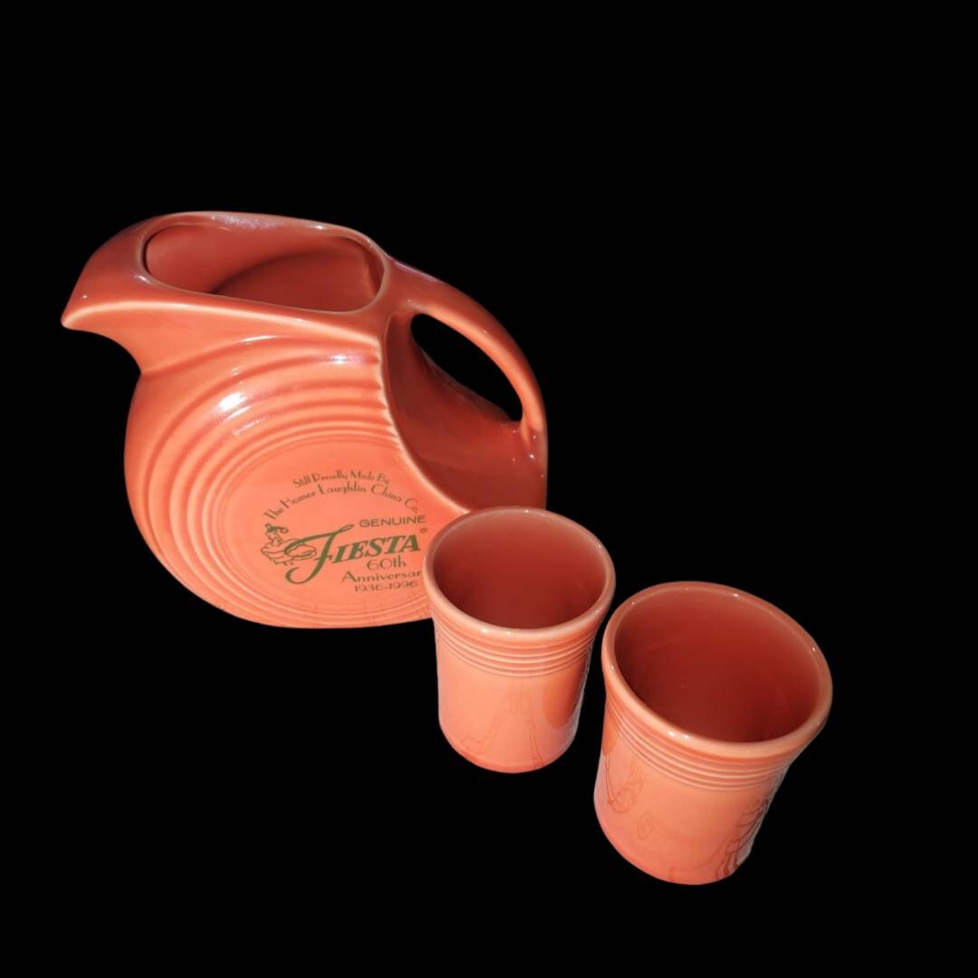 60th Anniversary Fiestaware Pitcher Persimmon Pitcher With 2 Matching ...