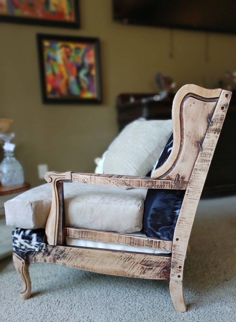 Soldcowhide and Chenille Deconstructed Wingback Chaircowboy - Etsy