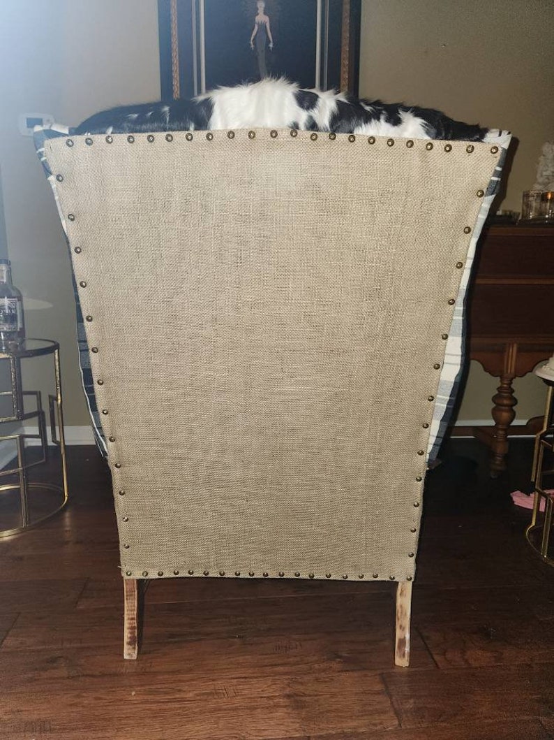 Deconstructed Cowhide and Plaid Wingback Chairfarmhouse - Etsy
