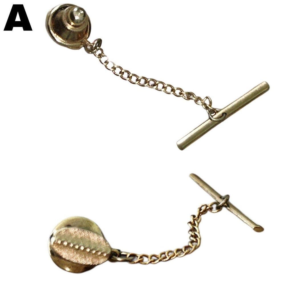 Various Vintage Tie Tacks With Chains & Tie Bar Men's Jewelry Suit ...