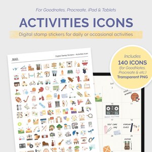 Activities Icons Digital Stickers for Planner Hobbies and | Etsy