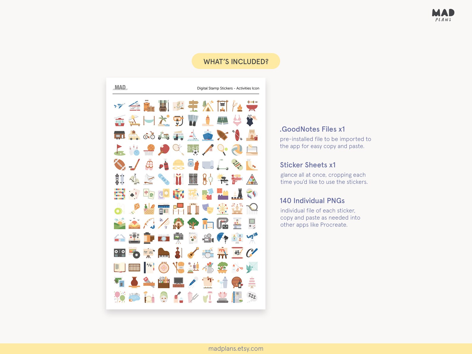 Activities Icons Digital Stickers for Planner, Hobbies and Leisure ...