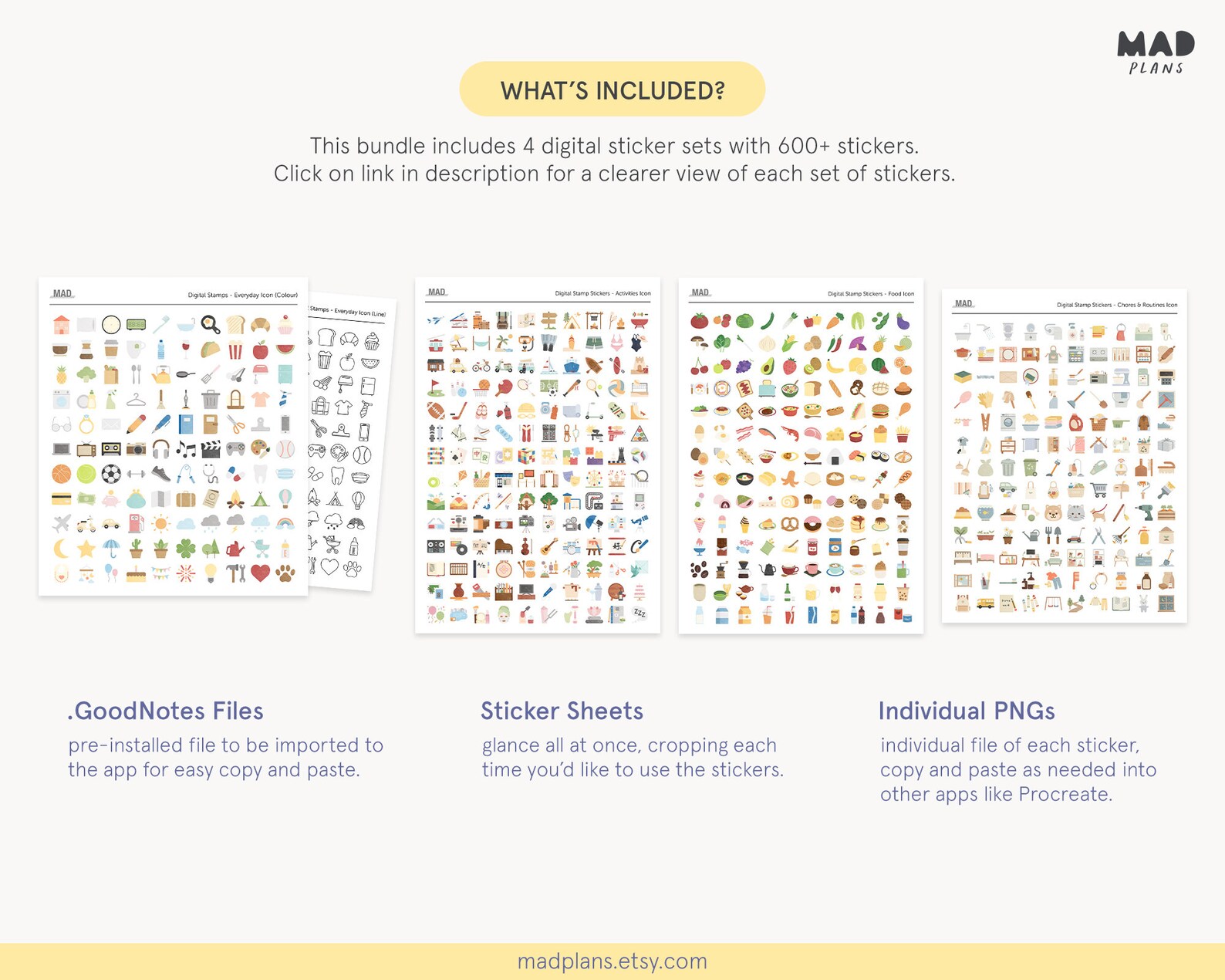 Digital Icon Sticker Bundle Goodnotes Sticker Individual - Etsy