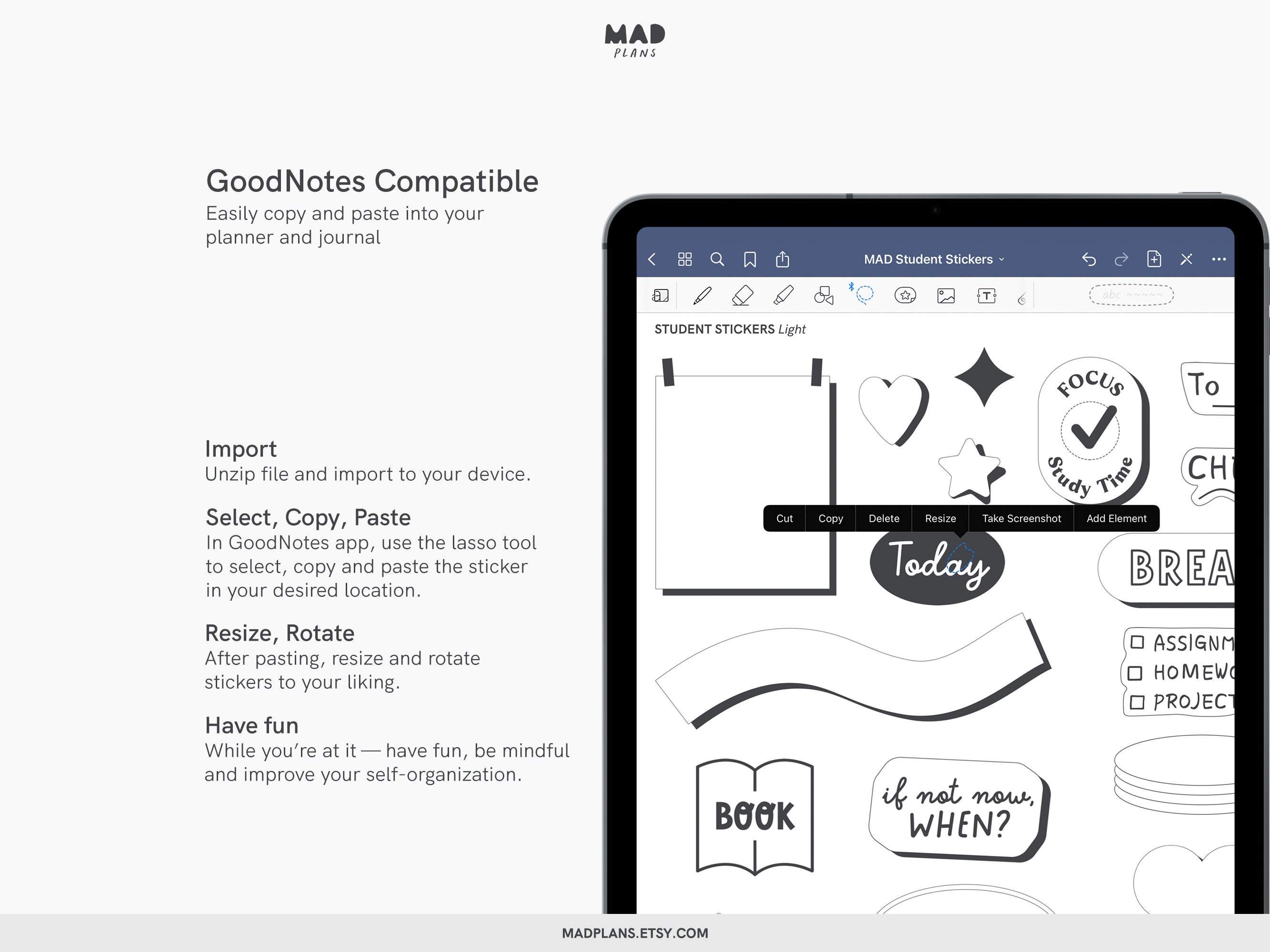 Student Digital Stickers – Goodnotes Sticker, Individual Pngs, Digital ...