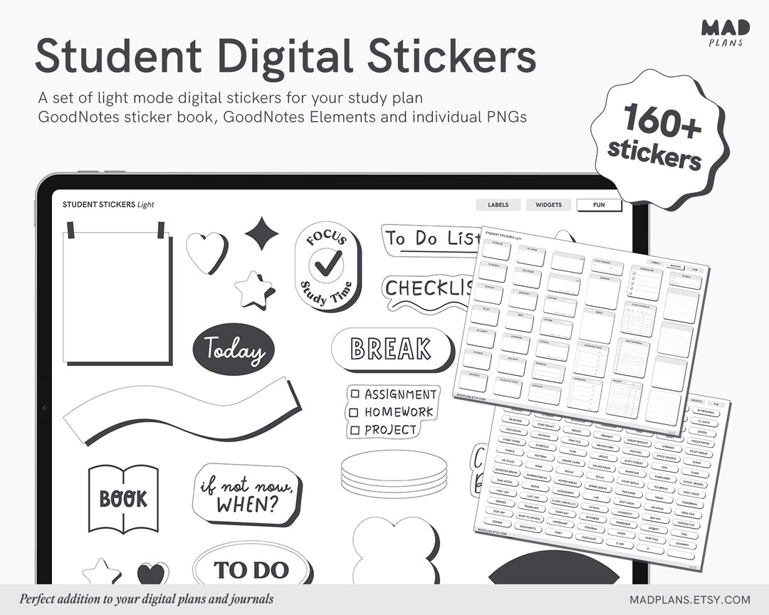 Student Digital Stickers Goodnotes Sticker Individual Pngs - Etsy