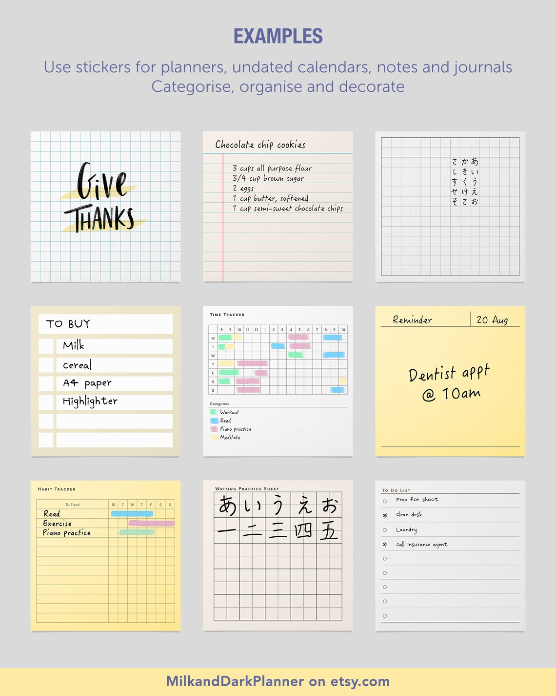 Digital Functional Sticky Notes, Organisation Planner Stickers, PNG ...