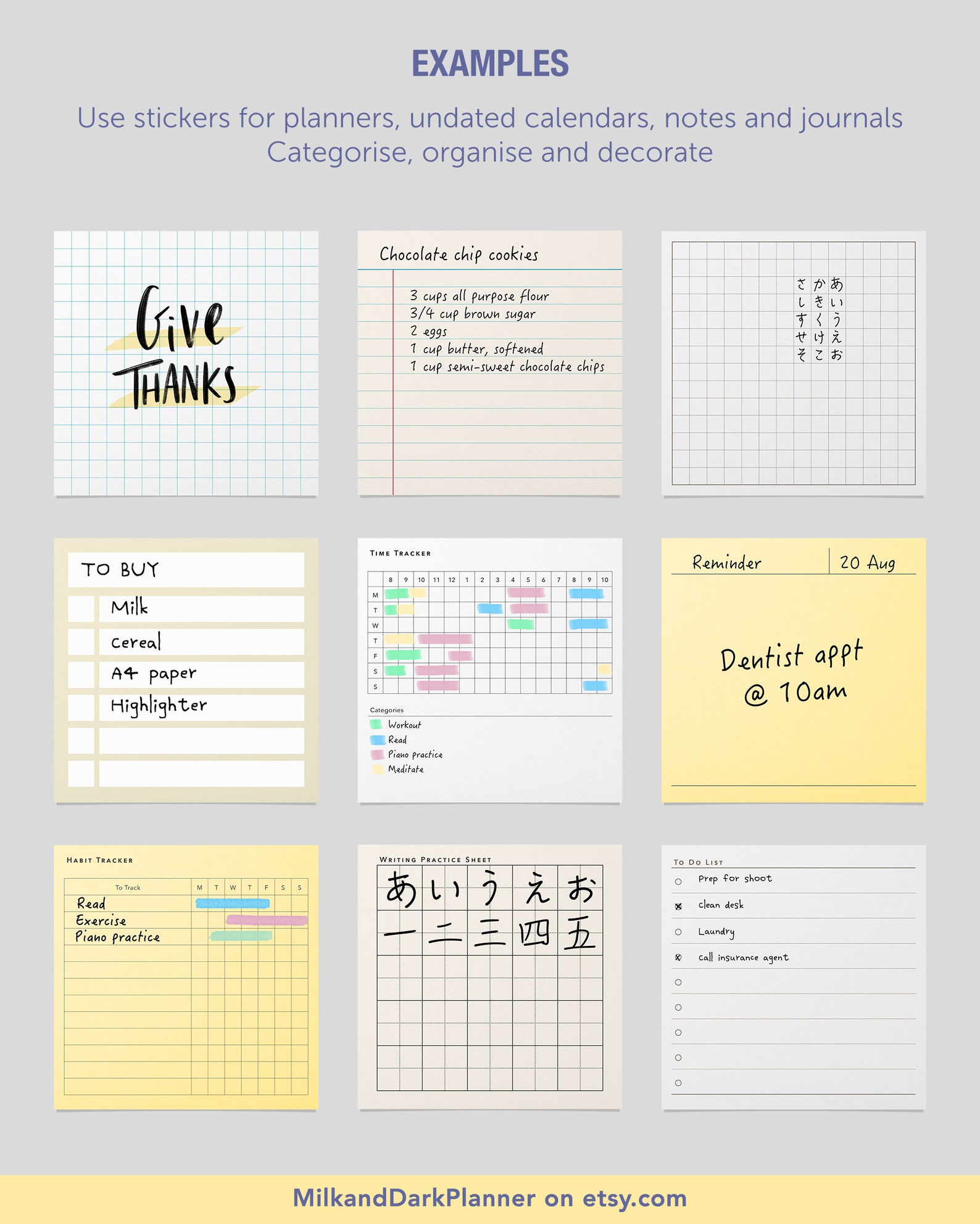 Digital Functional Sticky Notes, Organisation Planner Stickers, PNG ...
