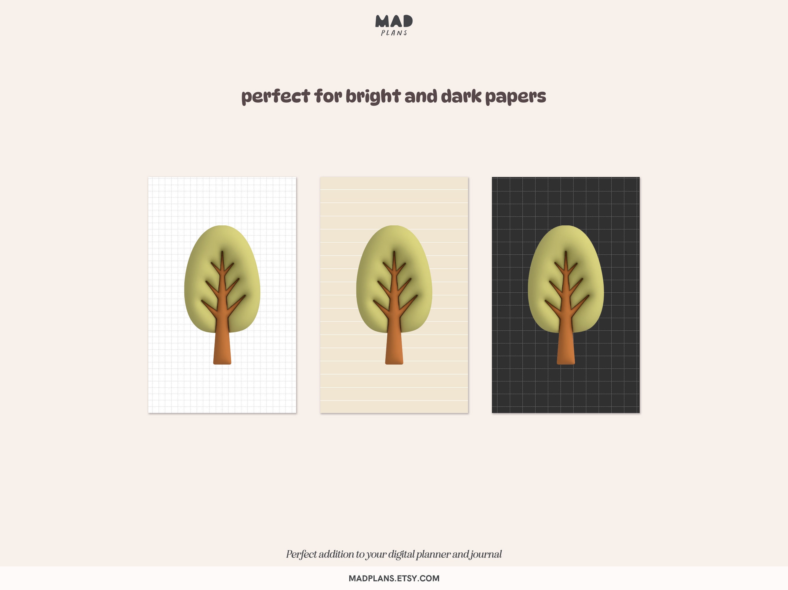 Tree Deco - 3D Digital Planner Stickers - Planning Essential Goodnotes ...