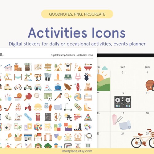 Activities Icons Digital Stickers for Planner Hobbies and - Etsy