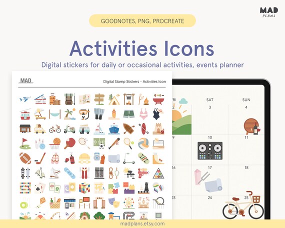 Activities Icons Digital Stickers for Planner Hobbies and - Etsy
