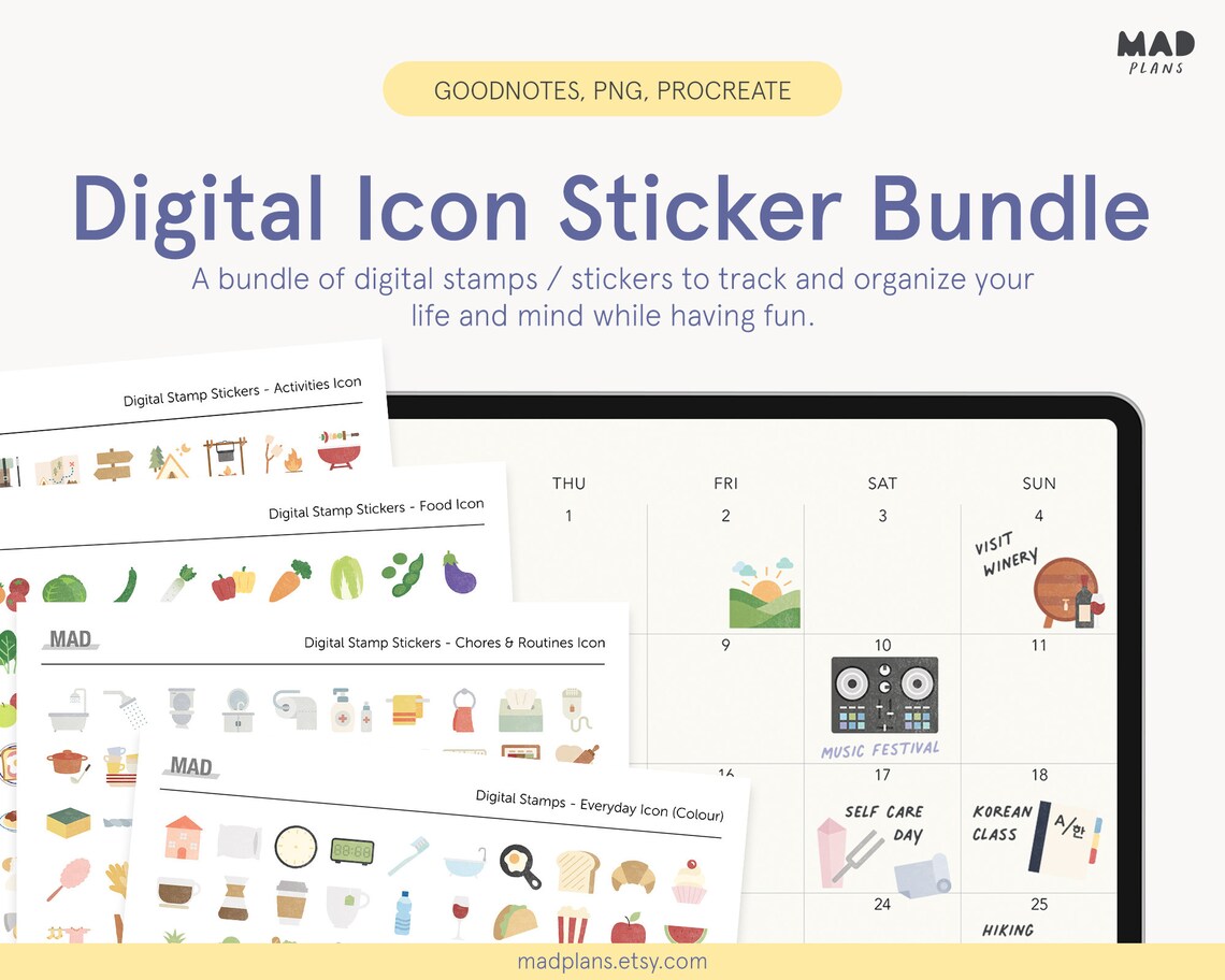 Digital Icon Sticker Bundle Goodnotes Sticker Individual - Etsy
