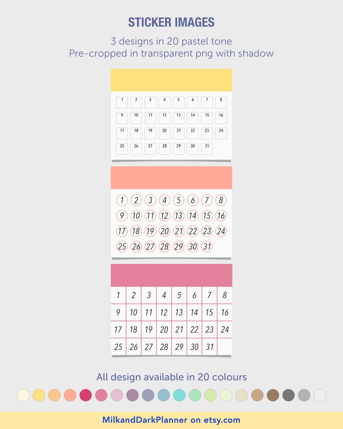 Monthly Habit Tracker Stickers Digital Sticky Notes Pastel | Etsy