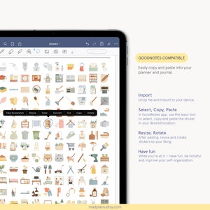 Chores & Routines Icon Digital Stickers: Goodnotes Planner (PNG) - Etsy