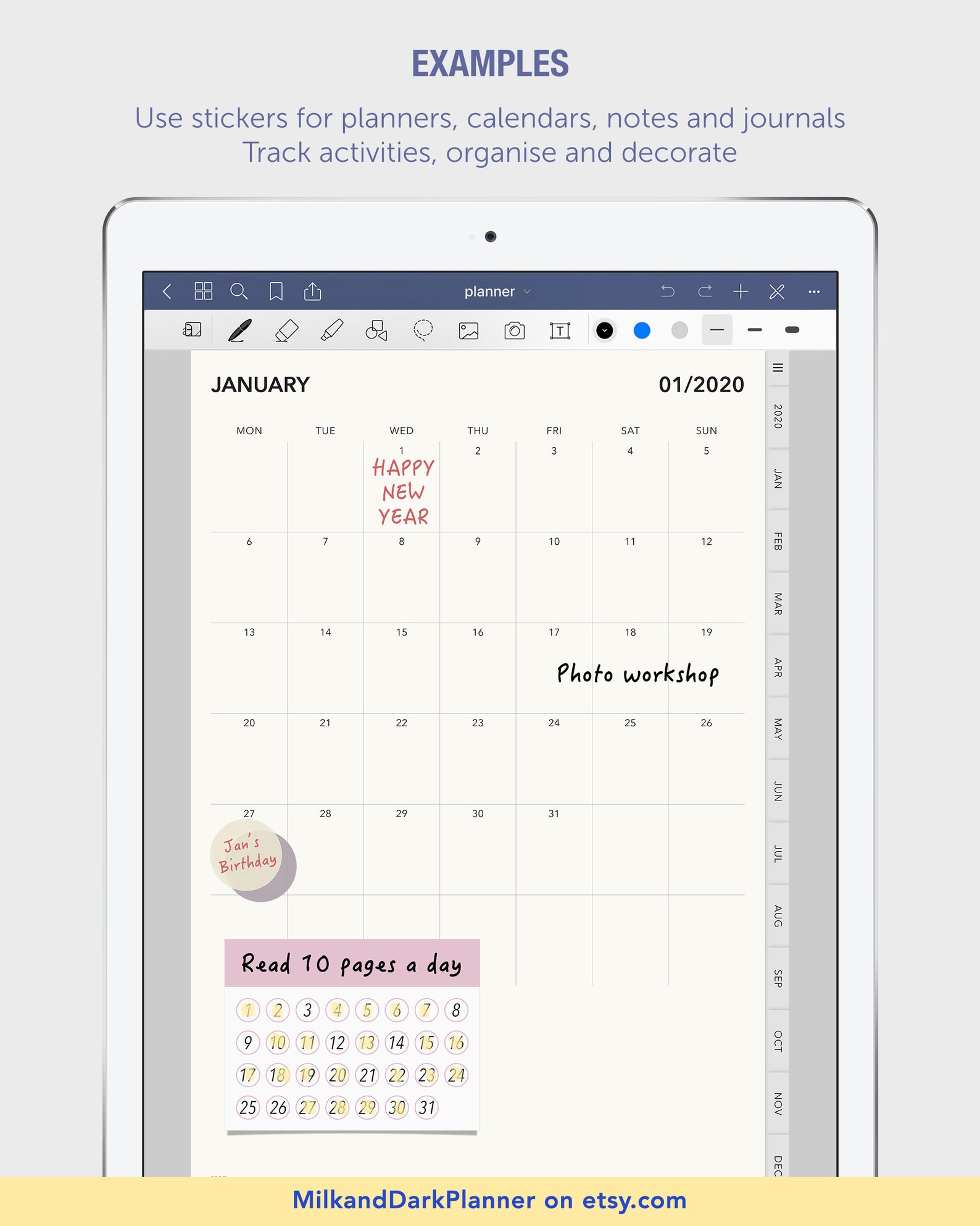 Monthly Habit Tracker Stickers Digital Sticky Notes Pastel | Etsy