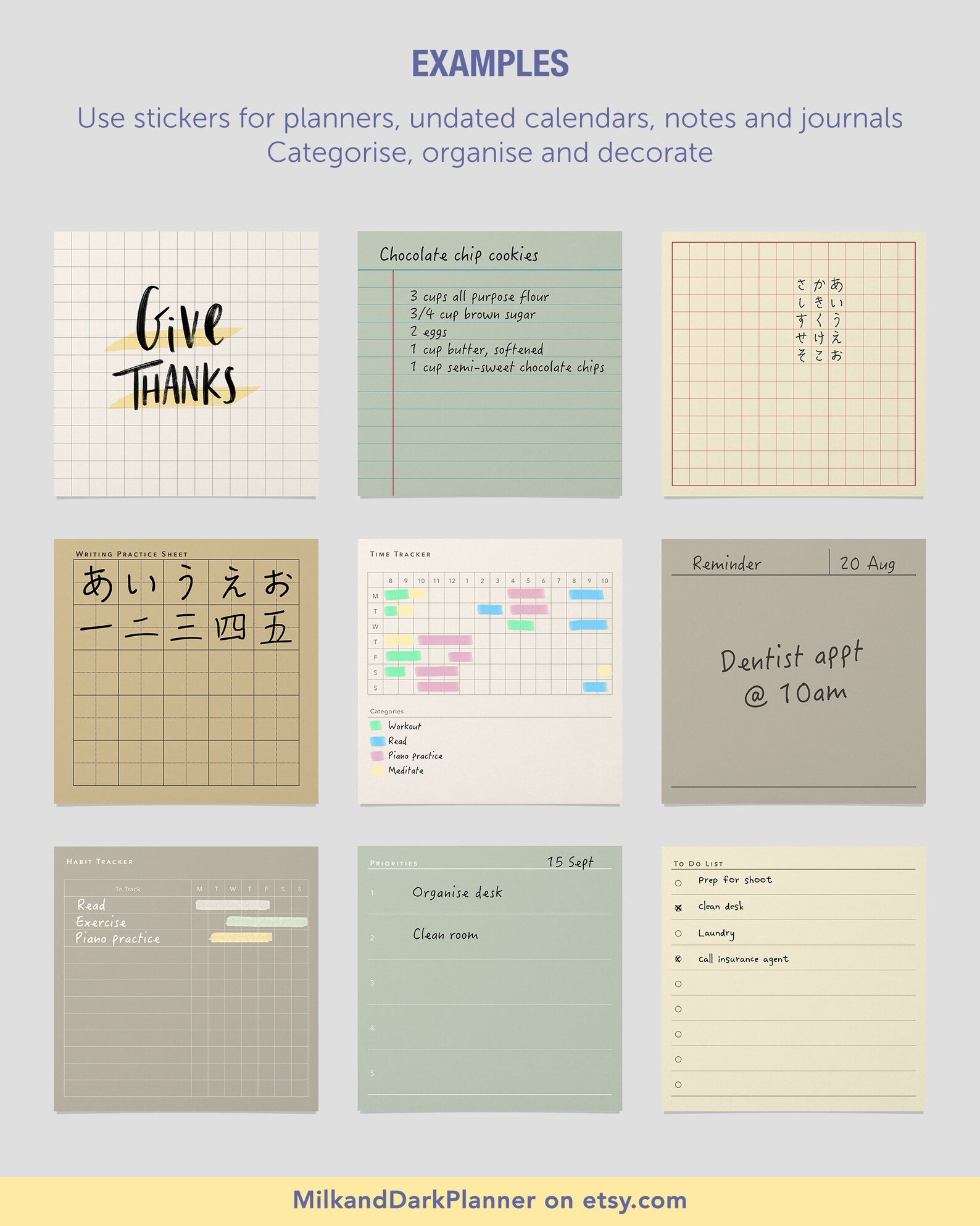 Digital Organisational Sticky Notes Functional Planner - Etsy