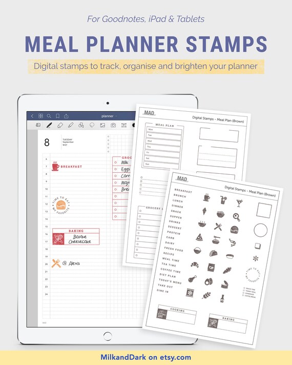 Meal Planner Digital Icon Stickers for Journal Widget - Etsy