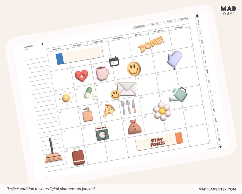 Daily Plan 3D Digital Planner Stickers Planning Essential - Etsy