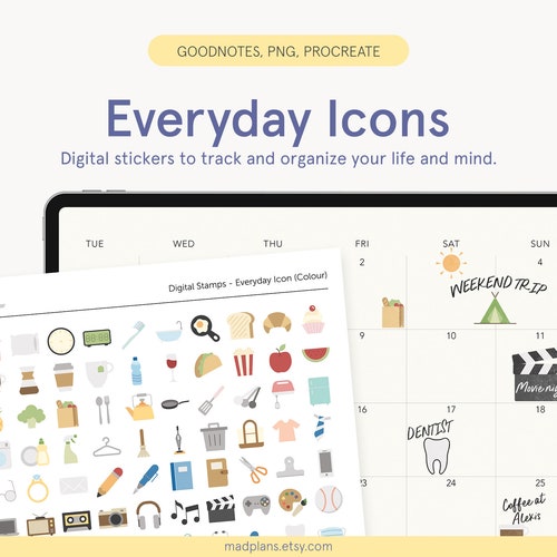 Activities Icons Digital Stickers for Planner Hobbies and - Etsy