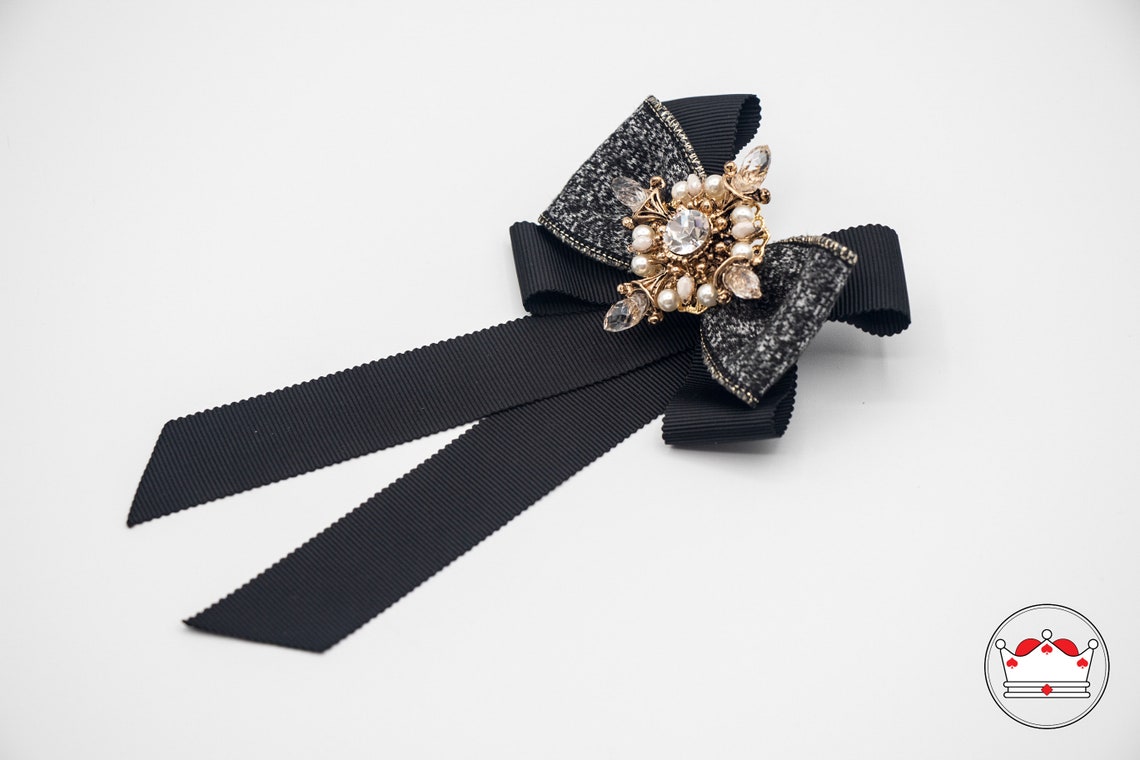 Gothic Style Black Ribbon Brooch Vintage Style Bow Brooch - Etsy