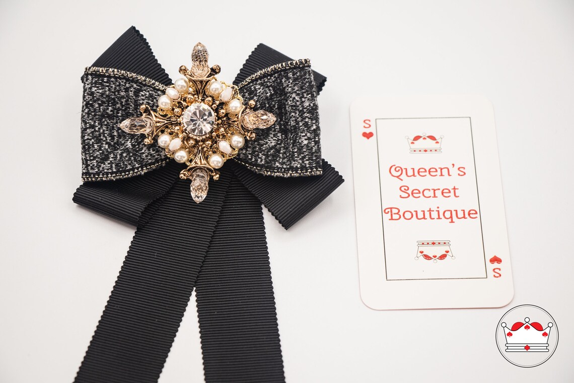 Gothic Style Black Ribbon Brooch Vintage Style Bow Brooch - Etsy