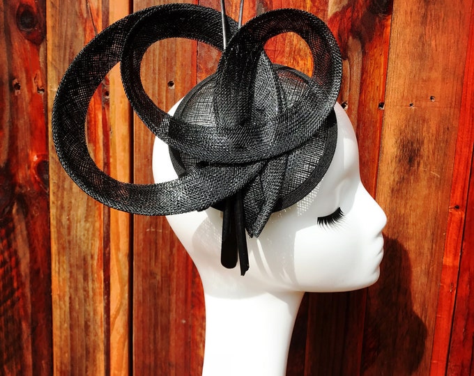 BLACK 19 Fascinator Feather Melbourne Cup Wedding Spring Race Handmde ...