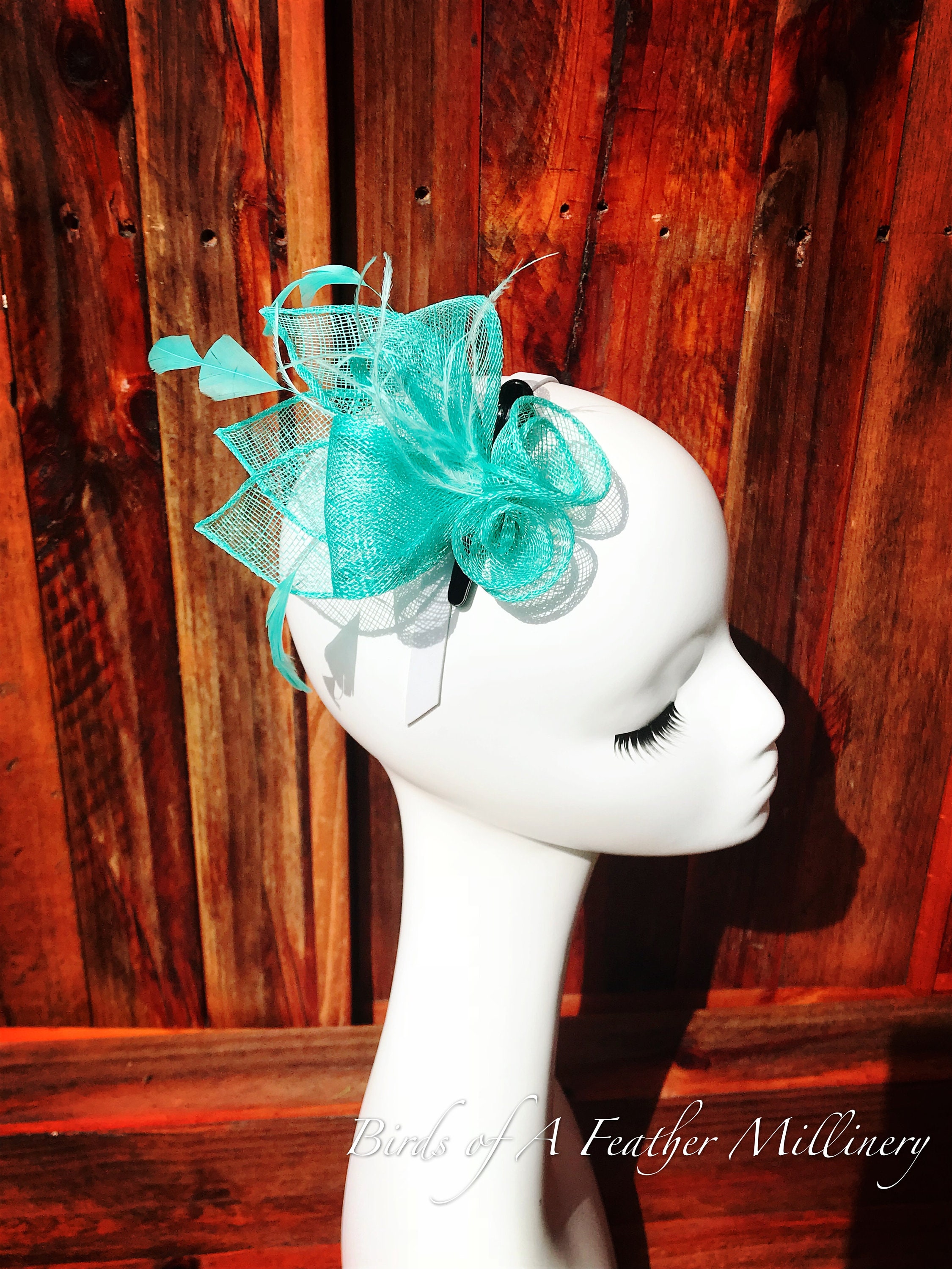 TURQUOISE 46 Small Clip Fascinator Melbourne Cup Wedding Spring Race ...
