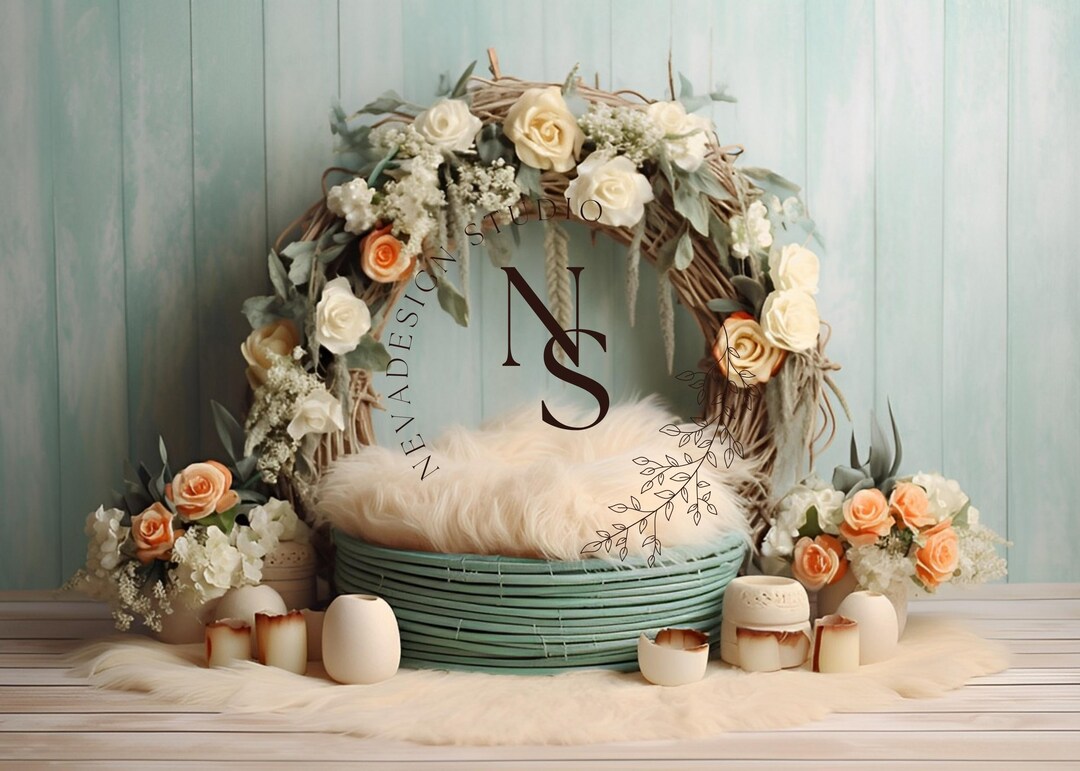 Newborn Baby Digital Backdrop, Newborn Baby Background, Boho Digital ...