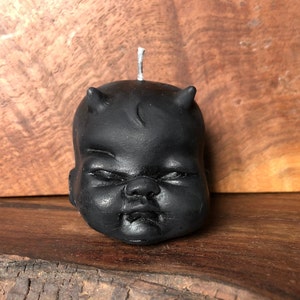 Baby Devil Head in Black Baby Head With Horns 100% Pure - Etsy