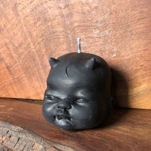Baby Devil Head in Black Baby Head With Horns 100% Pure - Etsy