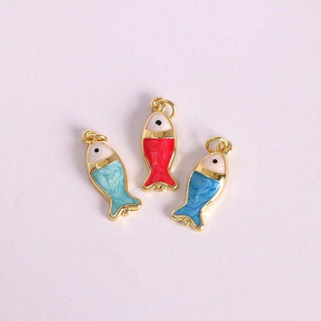 3pcs 18K Gold Plated Fish Charms,colorful Enamel Fish Pendant,fish ...