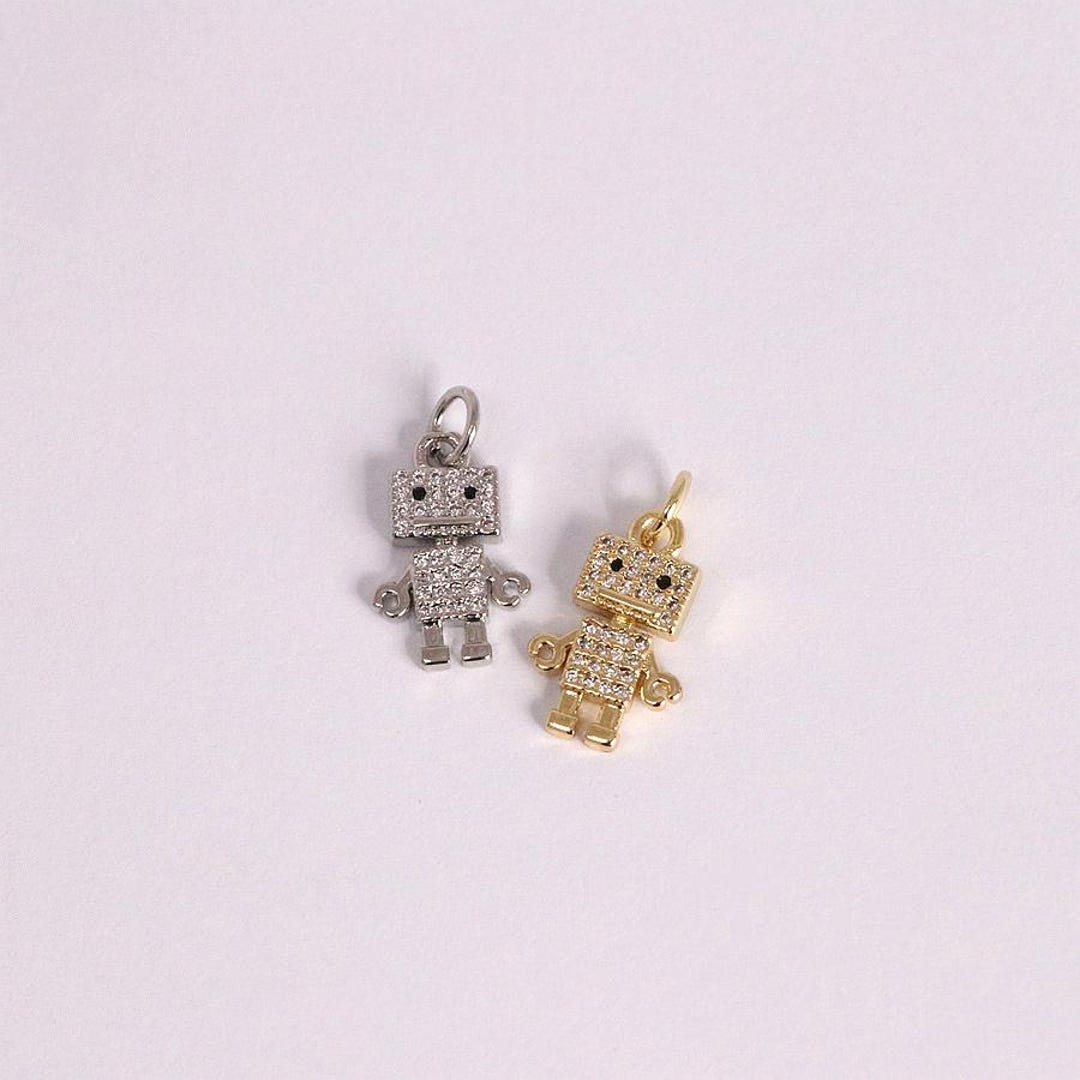 3pcs Computer Robot Pendant,robot Pendant,18k Gold Plating Zircon Robot ...
