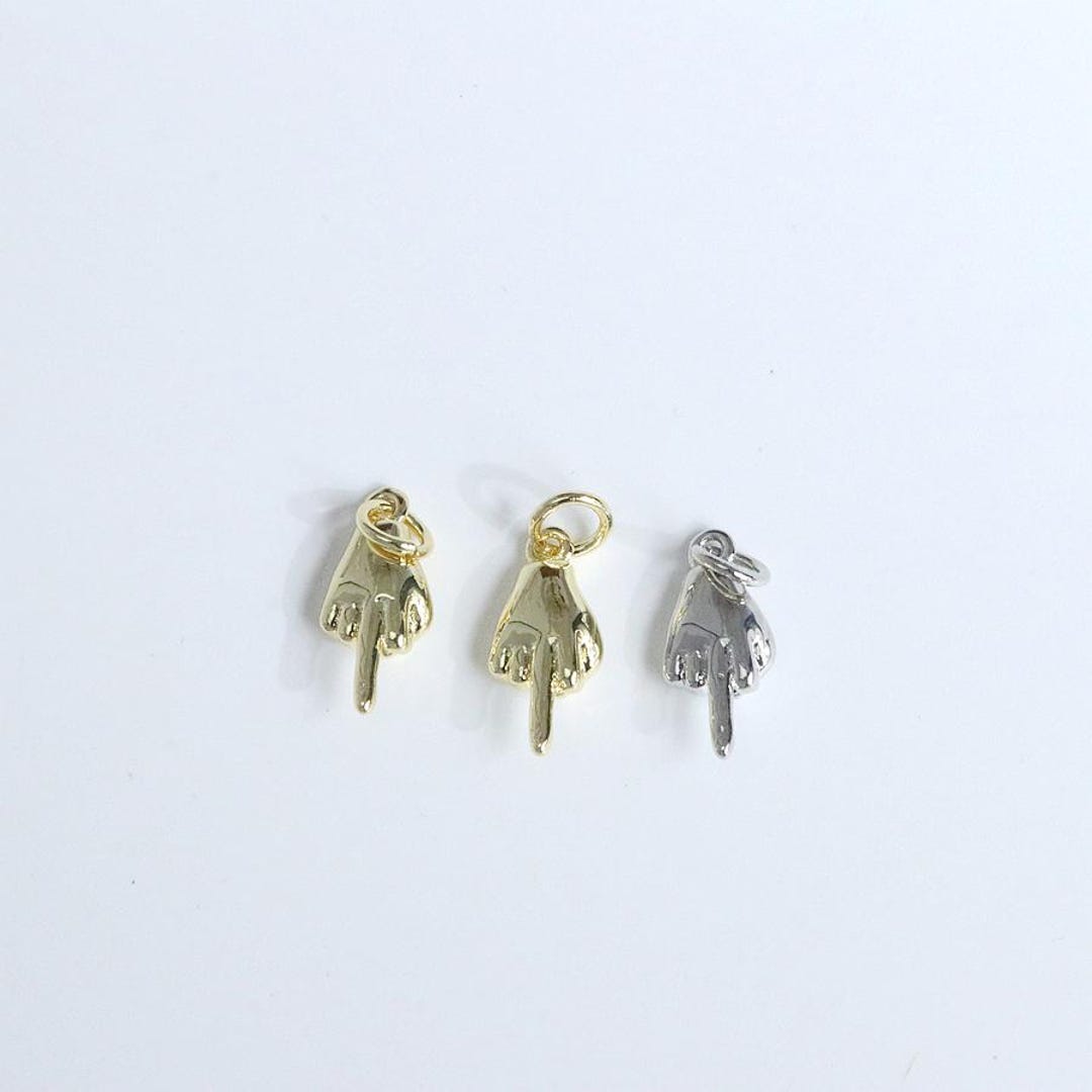 1pcs Dainty Middle Finger Pendant,18k Gold Plating Gesture Pendant,hand ...