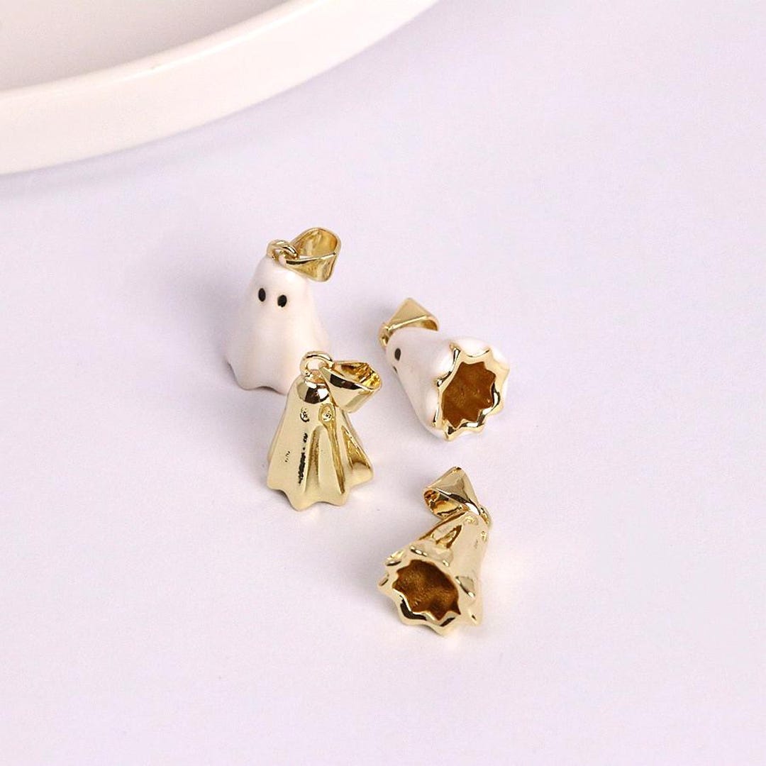 3pcs Halloween 3D Ghost Pendant,18k Gold Enamel Ghost Pendant,jewelry Pendant Supply,halloween ...