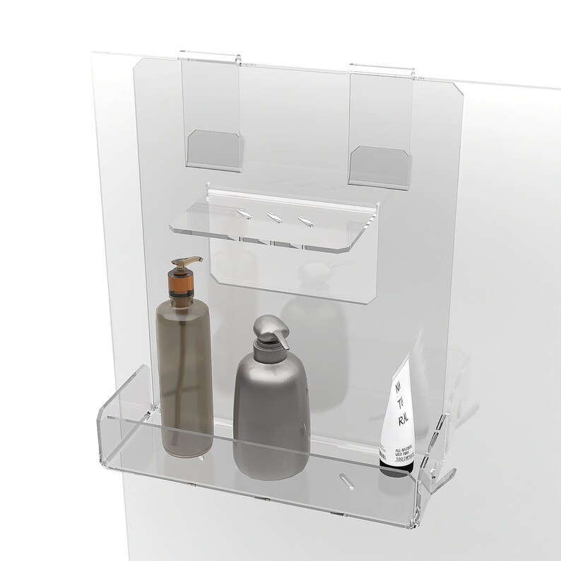 Transparent Perspex Shower Shelf With Towel Holder - No Drilling - Cm ...