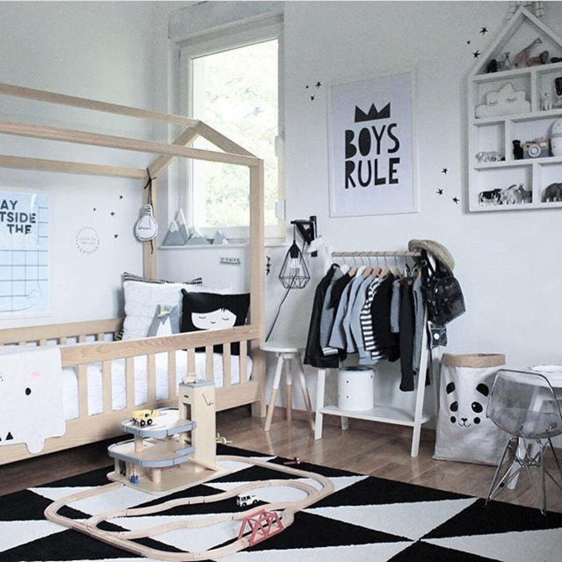 Boys rule print boys wall art black and white nursery print | Etsy