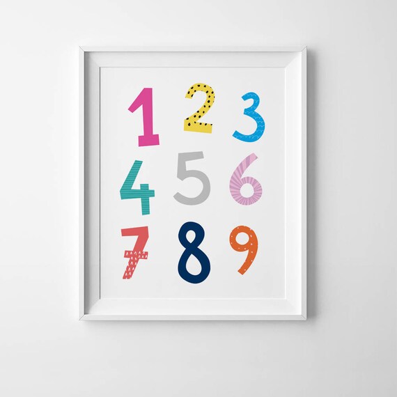 Numbers print number printable art nursery print Mini | Etsy