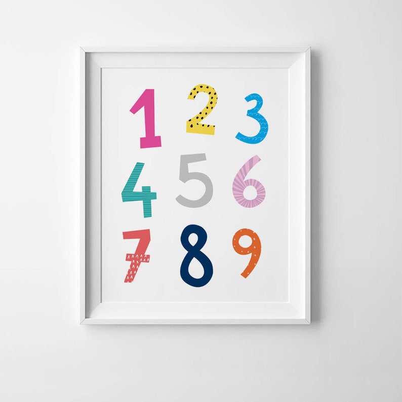 Numbers print number printable art nursery print Mini | Etsy