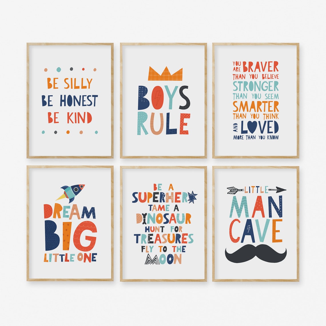 Playroom Decor Set of 6 Printables Kids Wall Art Nursery - Etsy