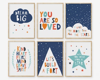 Playroom Decor Set of 6 Printables Kids Wall Art Nursery | Etsy