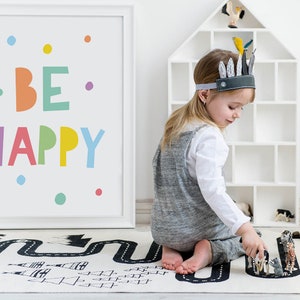 Be Happy Printable Quote Kids Room Wall Art Be Happy Print | Etsy